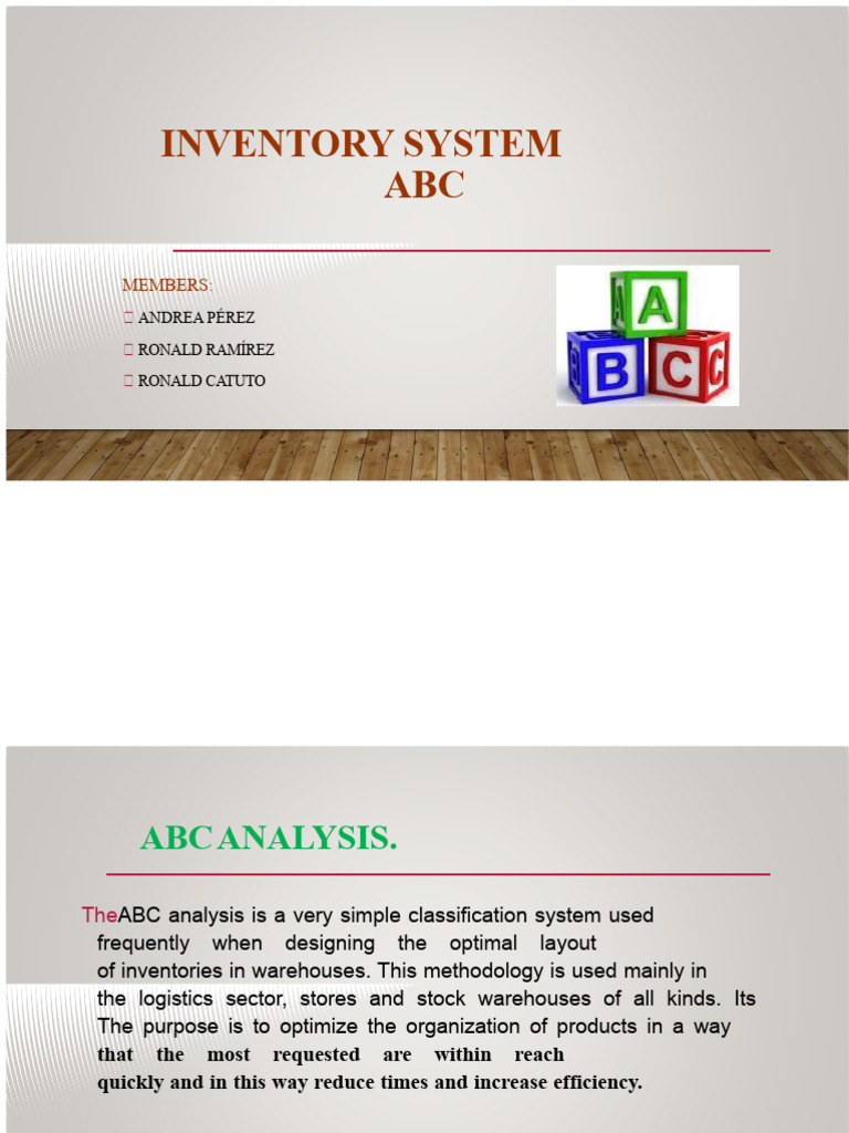 ABC INVENTORY SYSTEM.pptx | PDF | Inventory | Warehouse