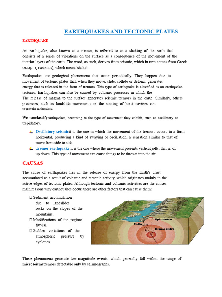 Earthquakes and Tectonic Plates | PDF | Plate Tectonics | Earthquakes