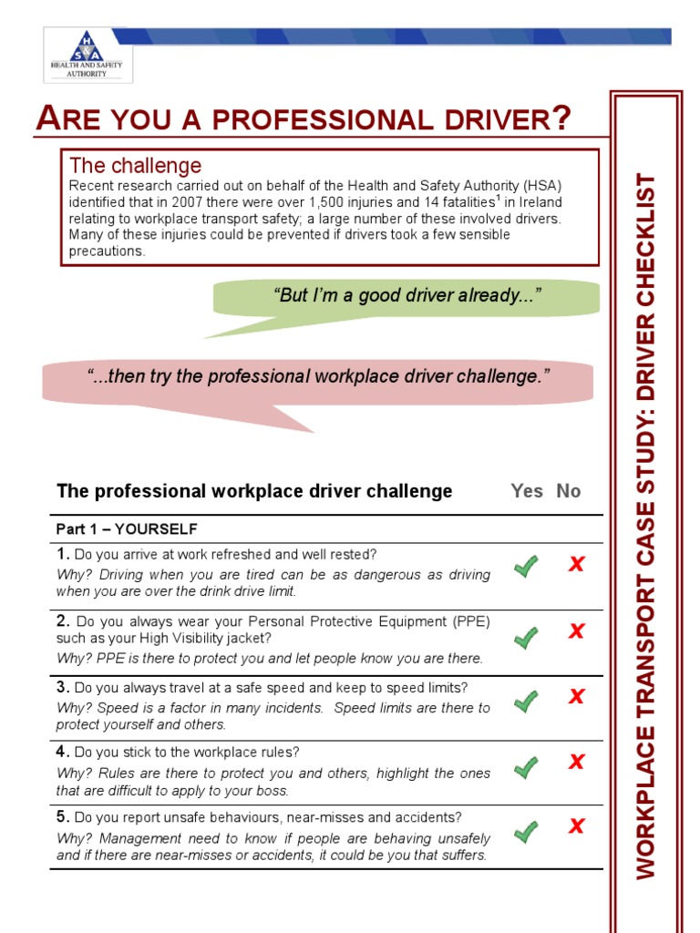 Driver Checklist | Traffic Collision | Personal Protective Equipment