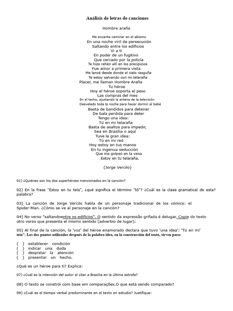 Análisis de Letra de Canción 02 | PDF