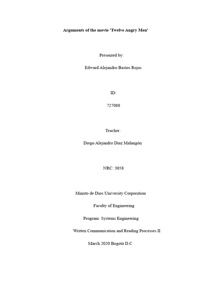 Arguments of the movie | PDF | Argument | Witness