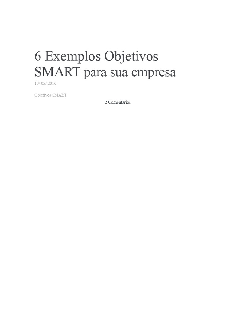 Exemplos de Objetivos SMART para Empresas | PDF | Tempo