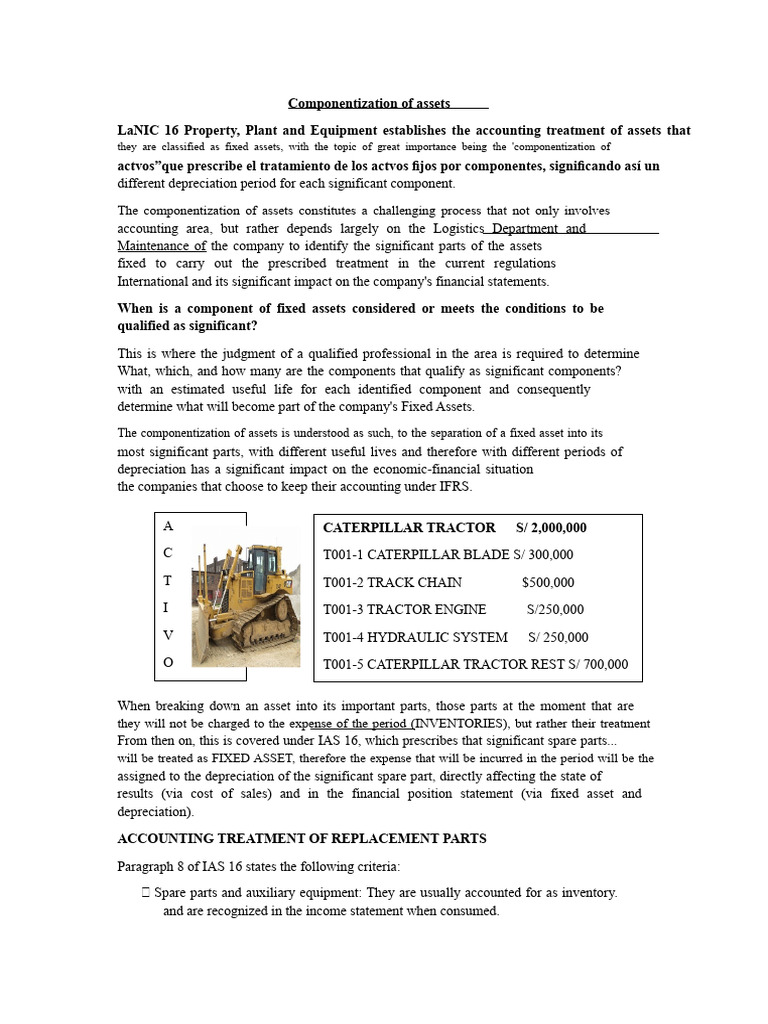 Componentization of Fixed Assets Explained | PDF | Fixed Asset ...