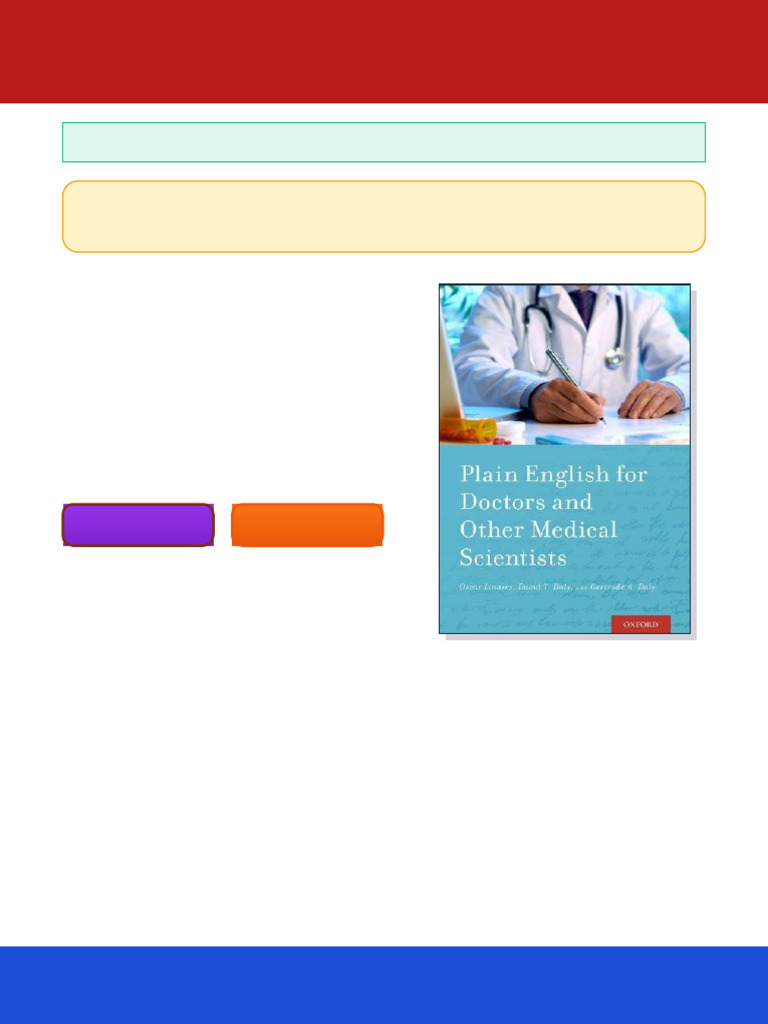 Plain English For Doctors and Other Medical Scientists 1st Edition ...