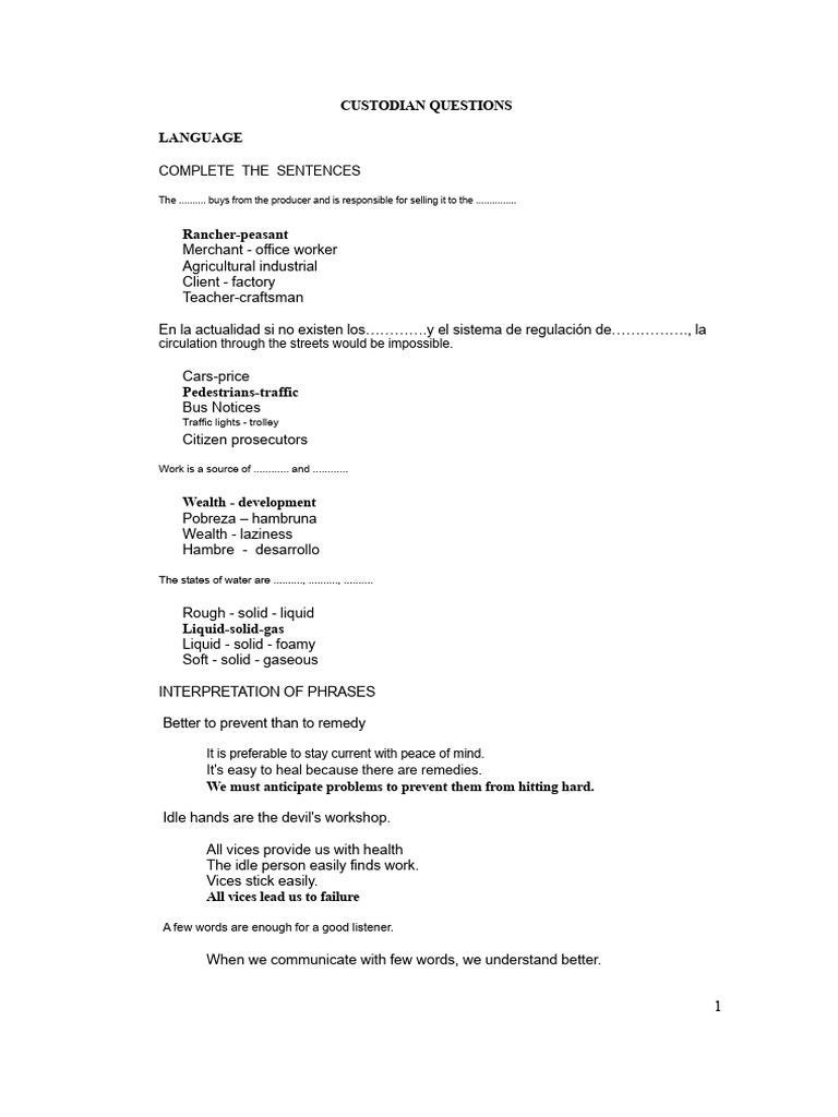 Custodian Questions and Answers Guide | PDF | Ecuador | Blood