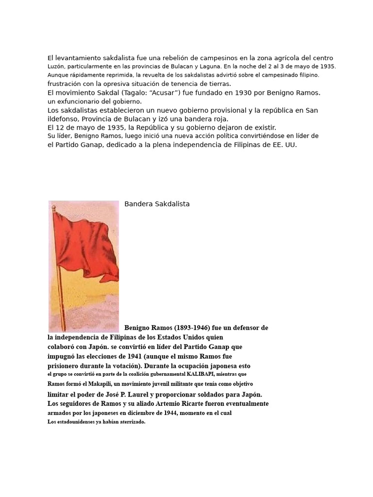 Levantamiento Sakdalista en Filipinas | PDF | Filipinas | Los Estados ...