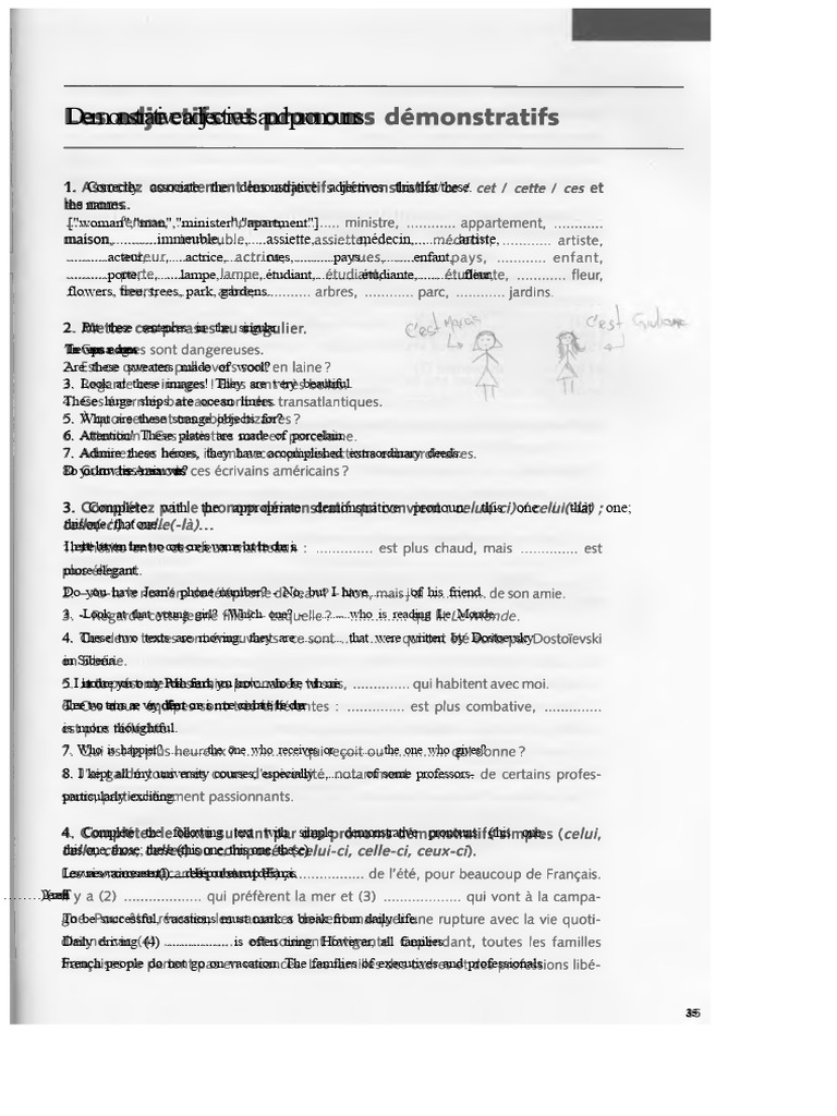 Exercises - Demonstrative Adjectives and Pronouns | PDF | Grammar | Syntax