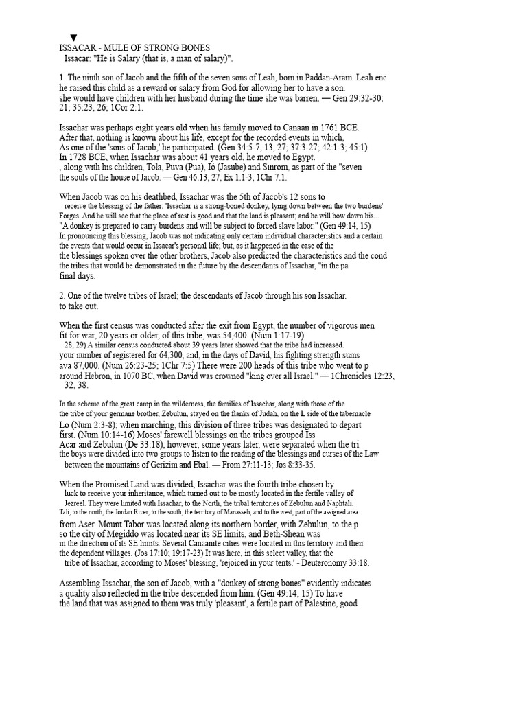 ISSACAR - STRONG-BONED DONKEY | PDF | Jacob | Bible Content