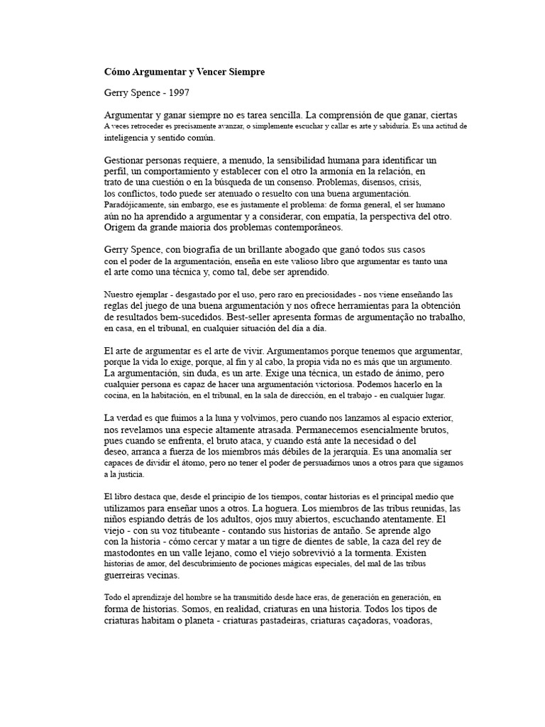 Cómo Argumentar y Ganar Siempre | PDF