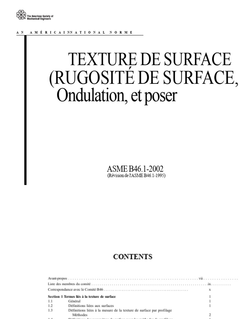 Norme ASME B46.1 sur la Rugosité | PDF | État de surface