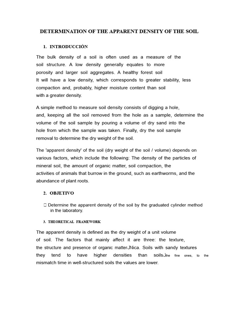 Measuring Soil Apparent Density Methods | PDF | Soil | Porosity