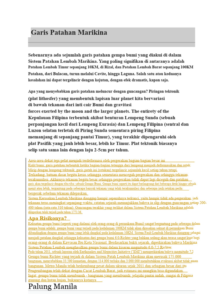 Garis Sesar Marikina | PDF