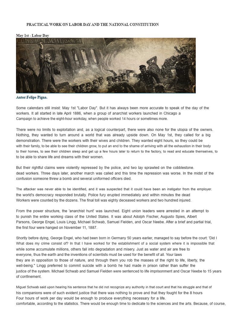Practical Work On Labor Day and The National Constitution | PDF ...