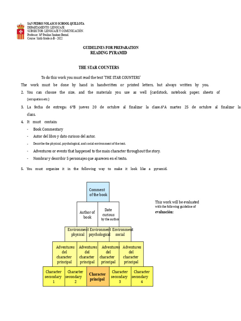 Reading-Pyramid-Guidelines-The Star Counters 6th Grade | PDF