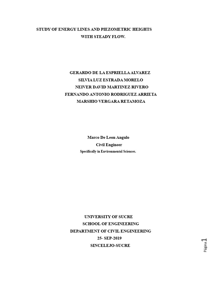 Energy and Piezometric Line Analysis | PDF | Pressure Measurement ...