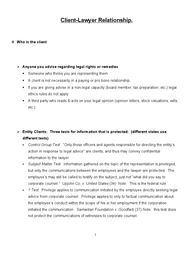 Client-Lawyer Relationship Essentials | PDF | Confidentiality | Lawyer