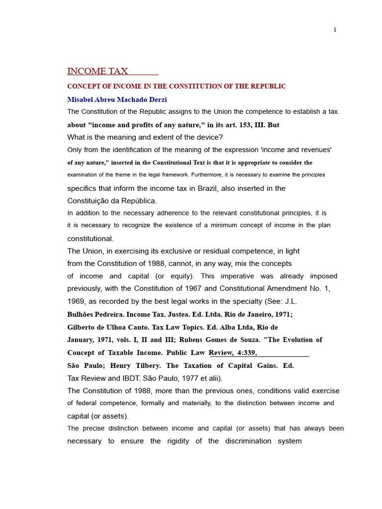 Income Tax Concepts in Brazil's Constitution | PDF | Taxes | Income