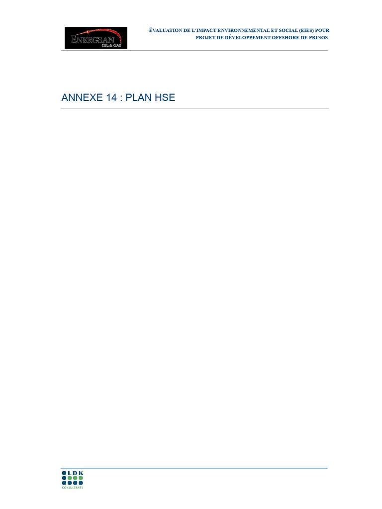 Plan HSE pour le Projet Offshore Prinos | PDF | Sécurité ...
