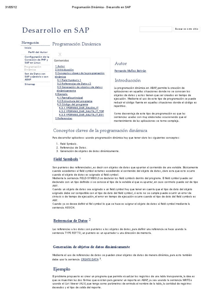 Programación Dinámica en SAP ABAP | PDF | Puntero (Programación de computadora) | Desarrollo de ...
