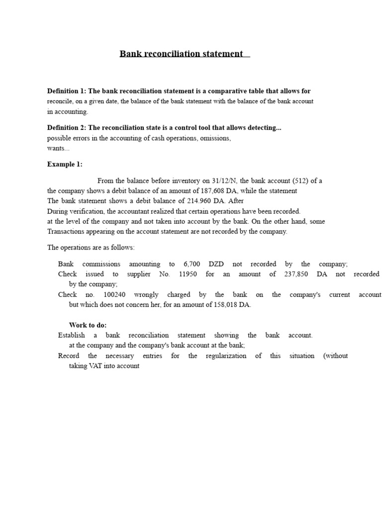 Bank Reconciliation Statement | PDF | Banks | Debits And Credits