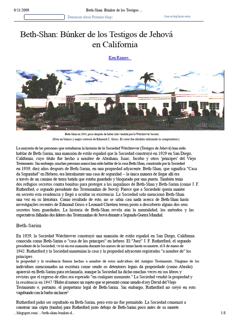 Beth-Shan Bunker Los Testigos de Jehová en California | PDF