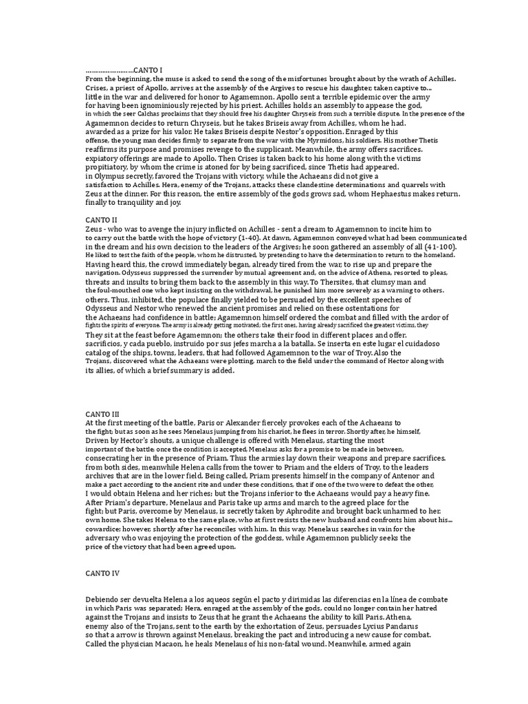 The Iliad Summary by Song | PDF | Hector | Achilles