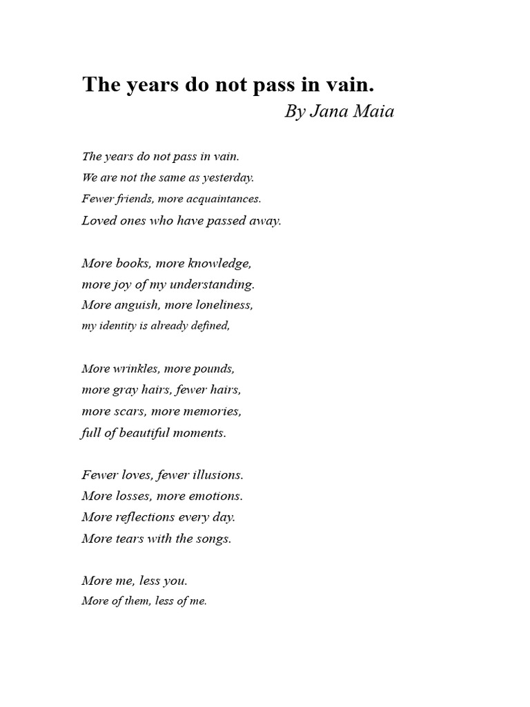Poem - The Years Do Not Pass in Vain 2 | PDF