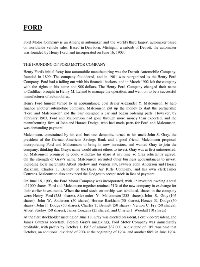 Ford | PDF | Ford Motor Company | Automotive Industry