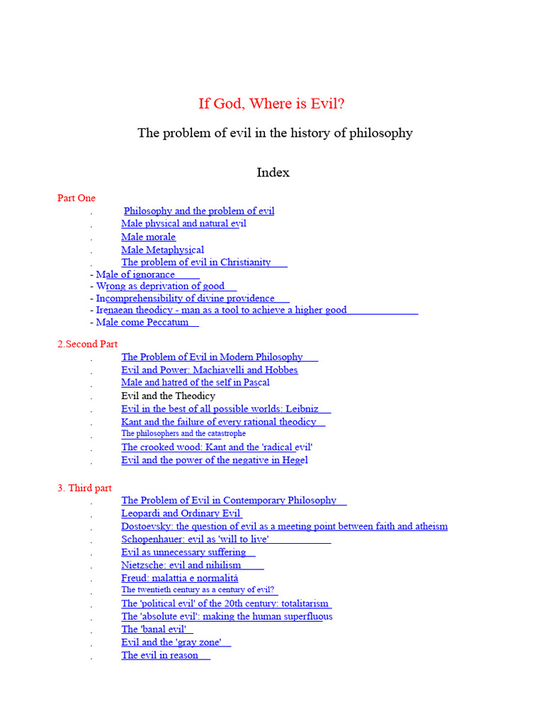 Where Does Evil Come From? The Problem of Evil in Philosophy. | PDF ...