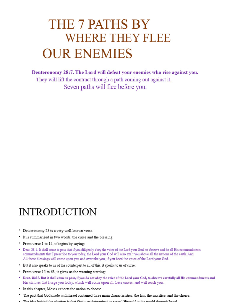 The 7 Paths Where Our Enemies Flee | PDF | Book Of Deuteronomy | Sin