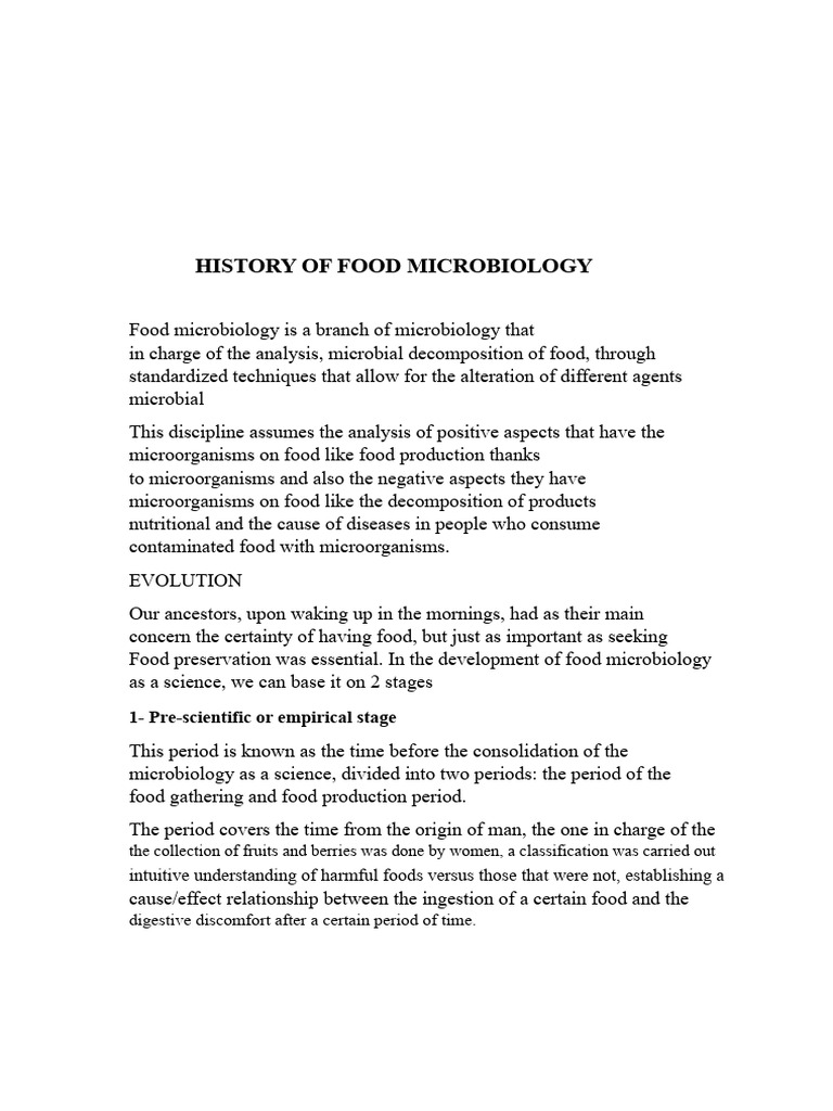 Evolution of Food Microbiology | PDF | Microbiology | Foods