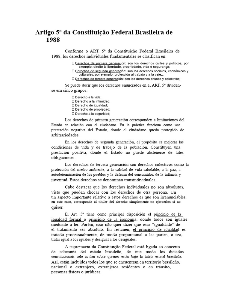 Artículo 5 de La Constitución Federal | PDF | Derechos | Debido al proceso