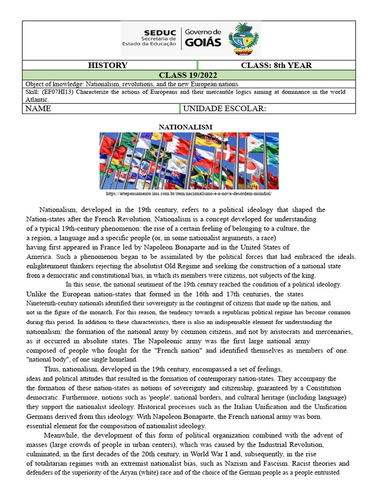Class 19 - 8th Grade History - Nationalism, Revolutions, and The New ...