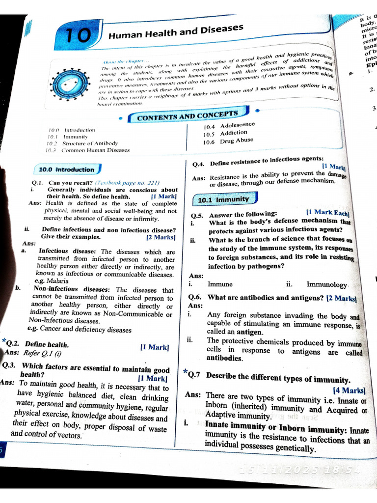 Ls No. 10 Human Health and Diseases Notes | PDF