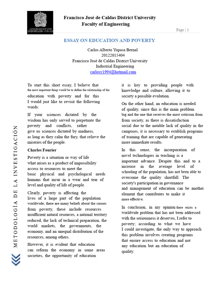 Essay On Education and Poverty | PDF | Poverty | Poverty & Homelessness