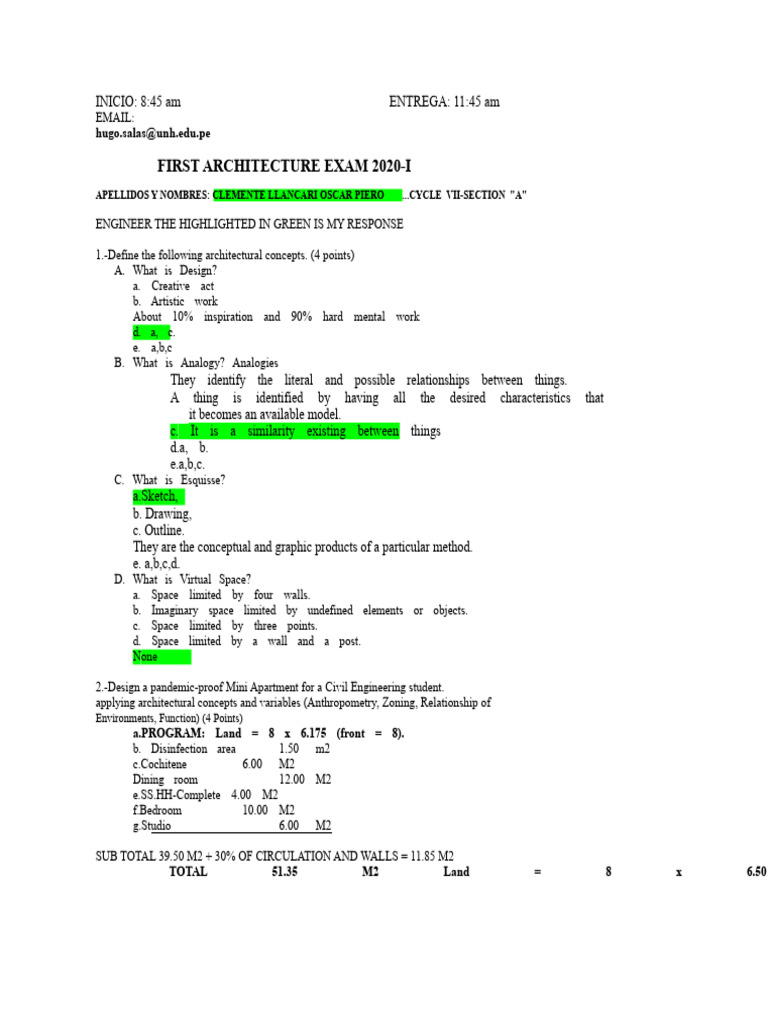 First Architecture Exam 2020-I Summary | PDF