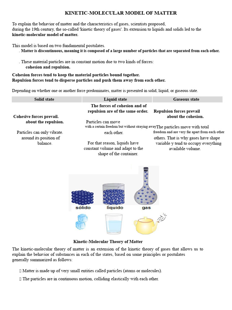 Particle Model of Matter Reading | PDF | Gases | Liquids