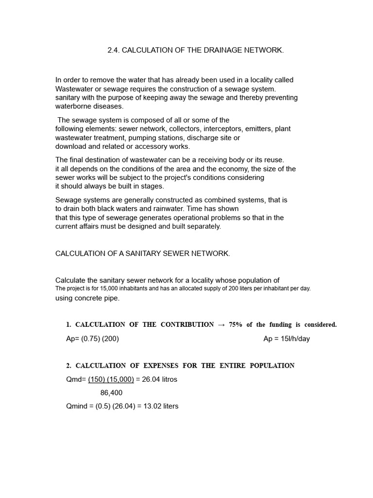 Sewage Network Calculation Guide | PDF | Sanitary Sewer | Biodegradable ...