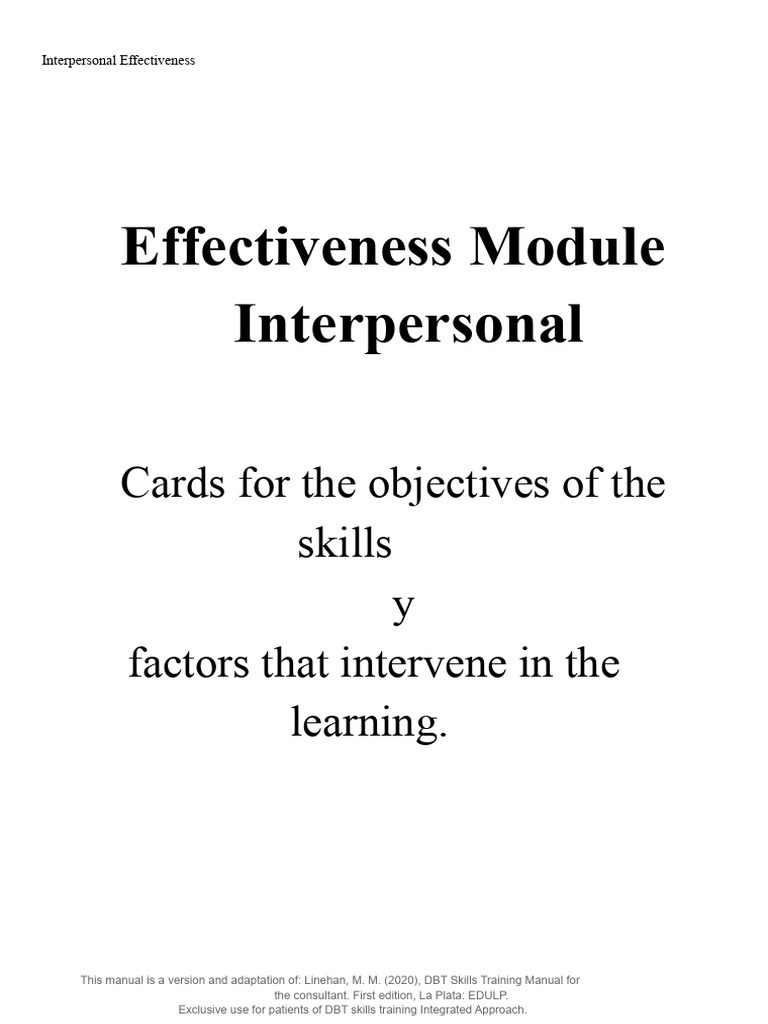 M5.Interpersonal Effectiveness Skills PDF | PDF | Dialectical Behavior ...