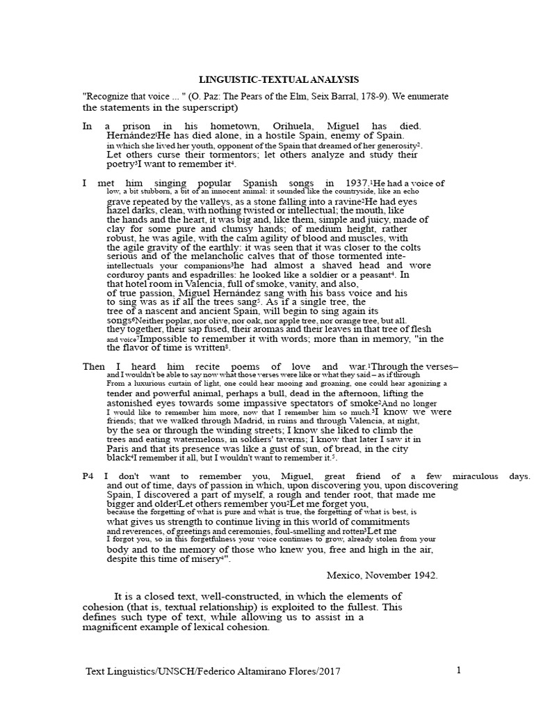 Example of Linguistic Analysis | PDF | Poetry | Verb
