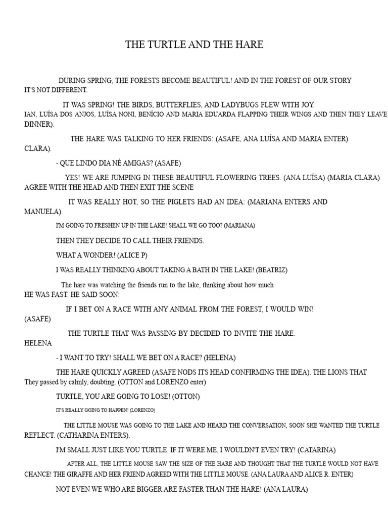 THE TORTOISE AND THE HARE THEATER (2) | PDF | Turtle