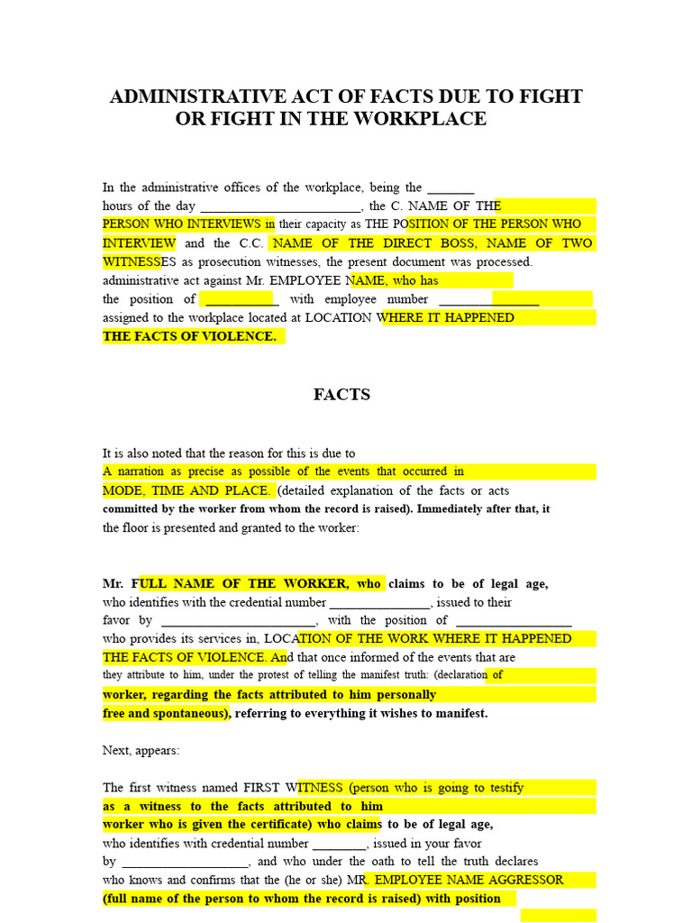 Administrative Record of Events Due To A Fight or Brawl | PDF | Witness
