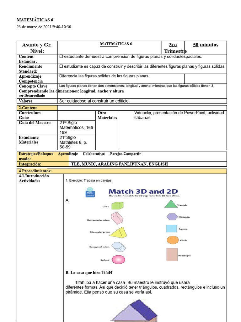 COT MATH 6 - Figuras Planas y Sólidas | PDF | Geometría | Geometría euclidiana