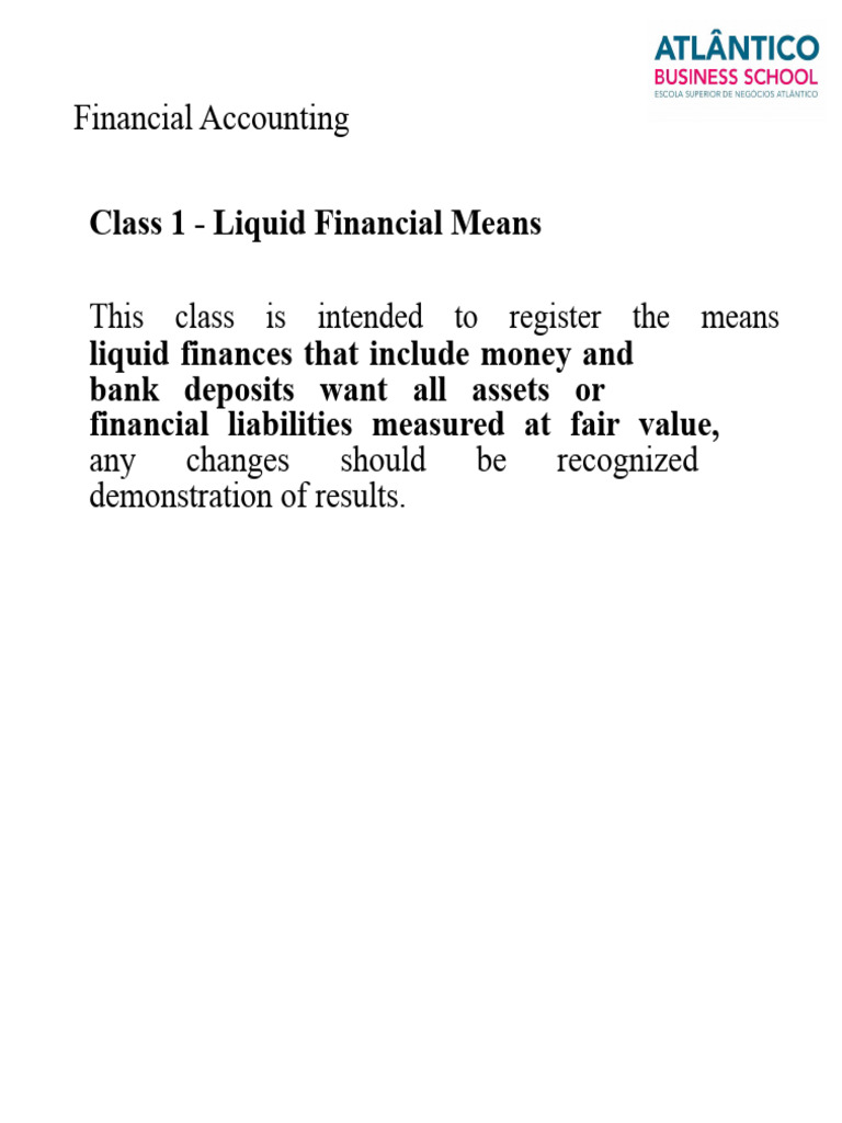 Class 1 Liquid Financial Means | PDF | Banks | Fair Value