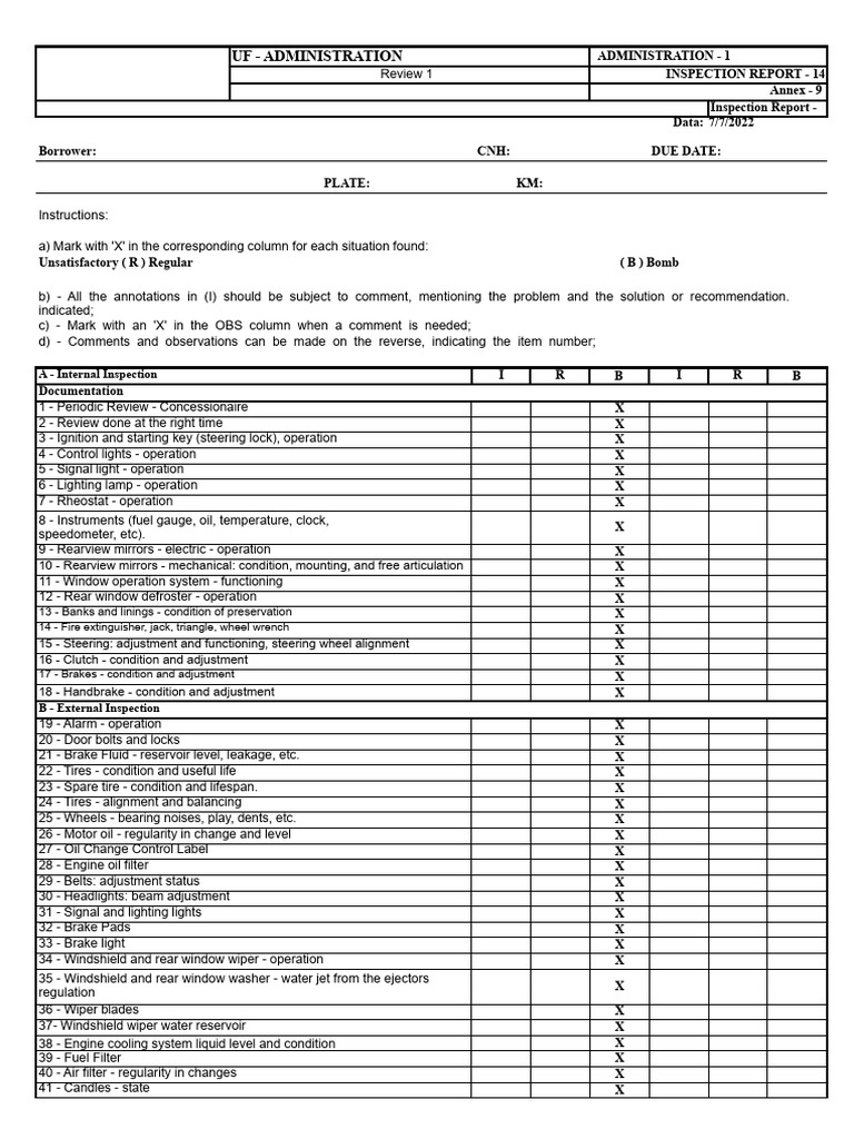 Pickup truck checklist | PDF | Steering | Brake