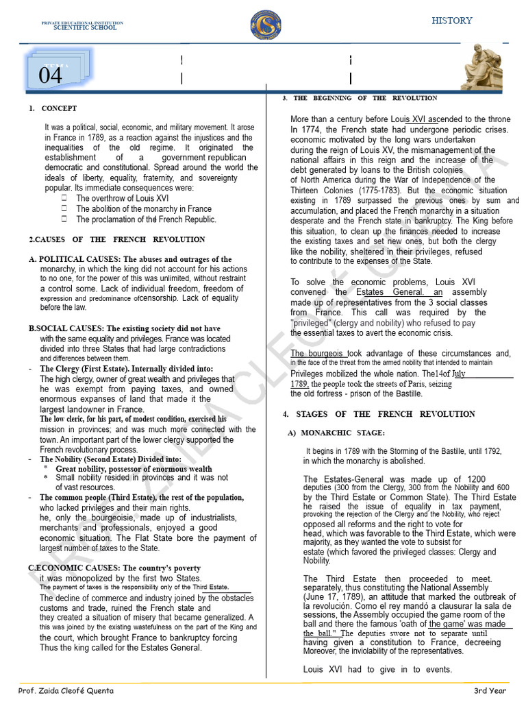 Causes and Stages of the French Revolution | PDF | French Revolution ...