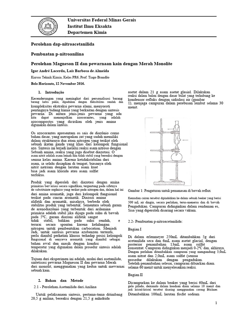 Sintesis Pewarna Magneson II dan p-Nitroanilina | PDF