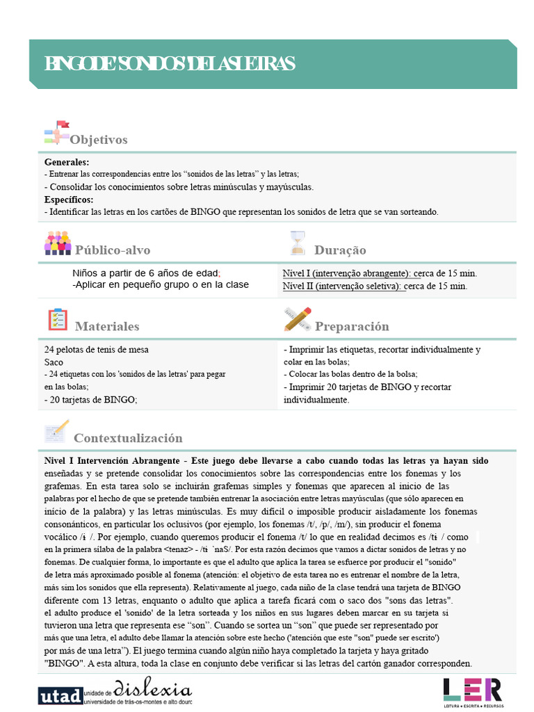 Bingo de Los Sonidos de Las Letras | PDF | Fonema | Caso de carta