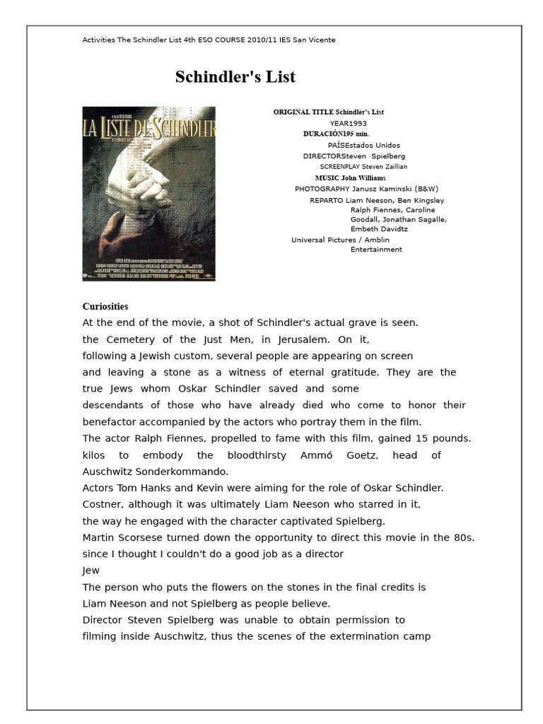 Schindler's List | PDF