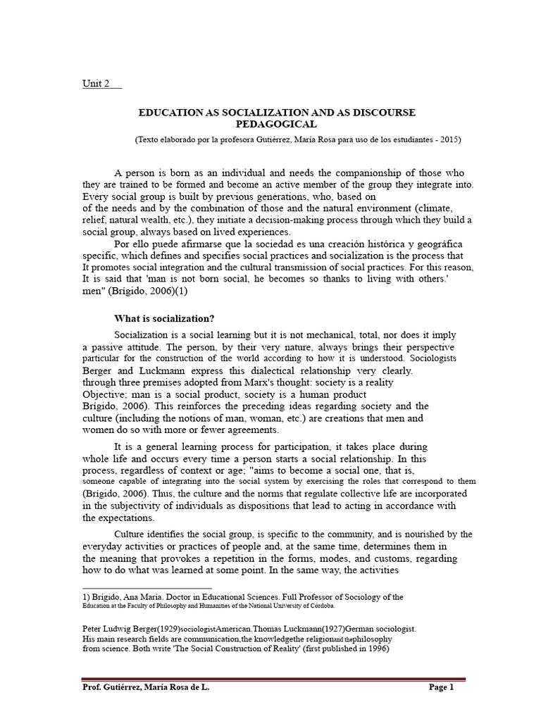 Education as Socialization and Pedagogical Discourse | PDF | Discourse ...